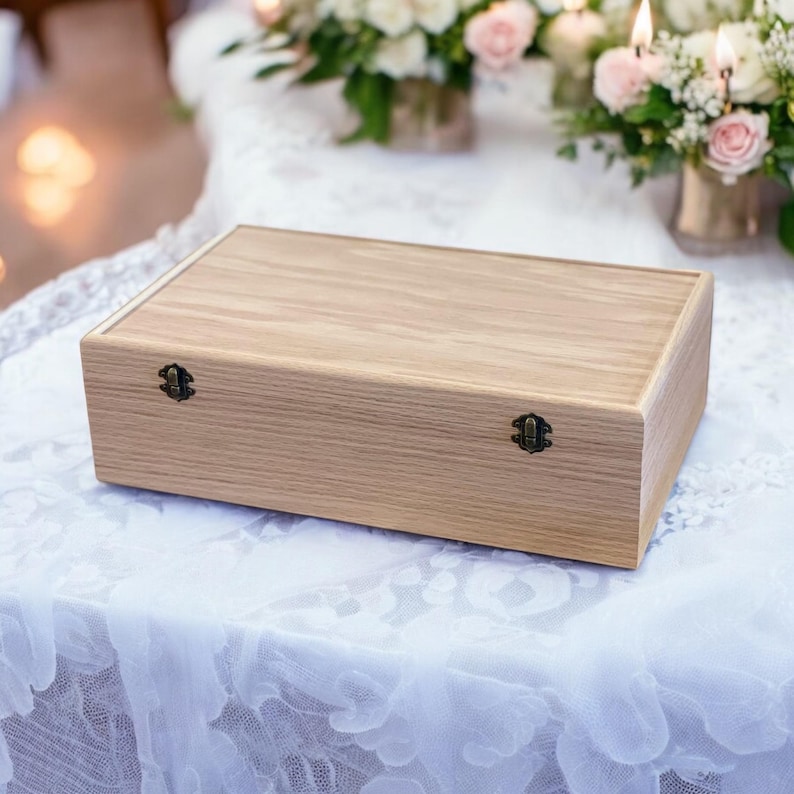 Extra Large Red Oak Memory Box - Personalized Heirloom Chest for Family ...