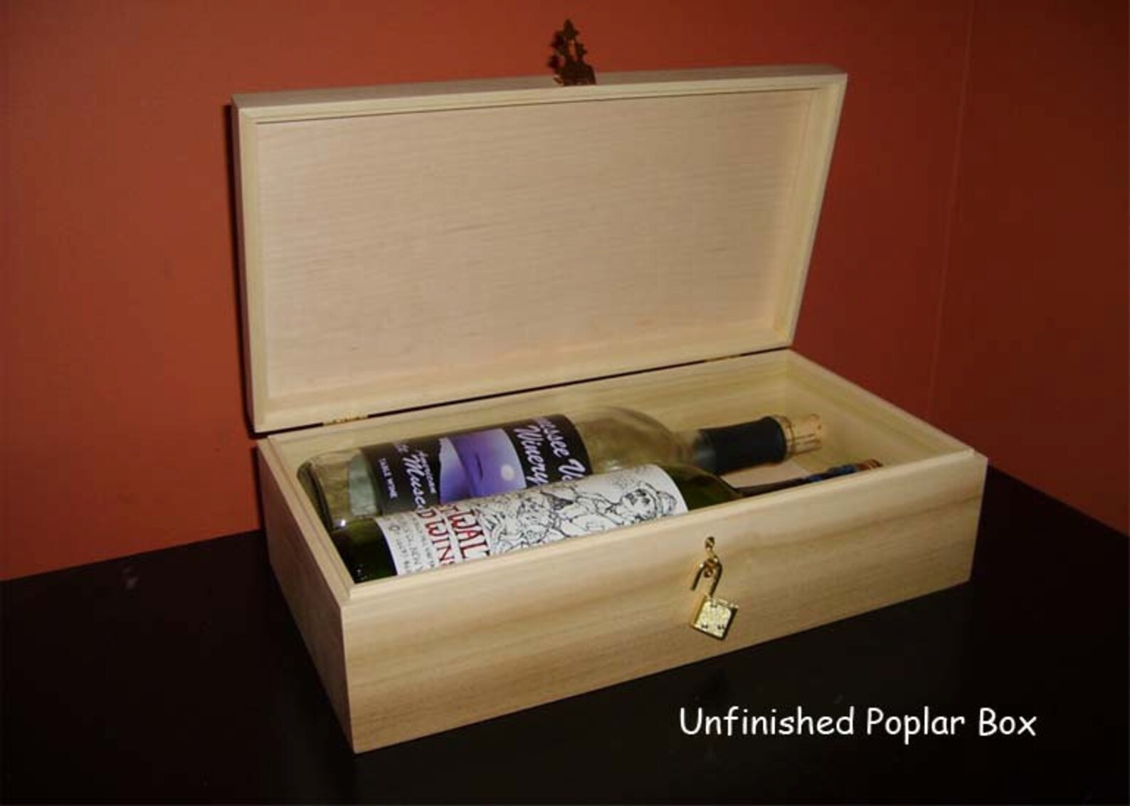 Unfinished Wooden Wine Box w/ Hinges & Lock Holds 2 Bottles | Etsy