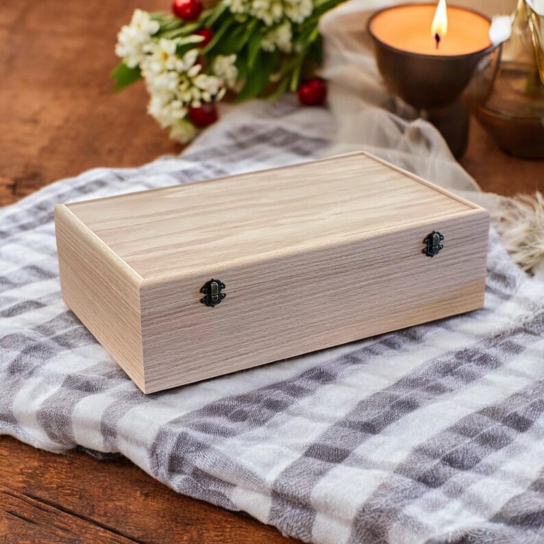 Extra Large Red Oak Memory Box - Personalized Heirloom Chest for Family ...