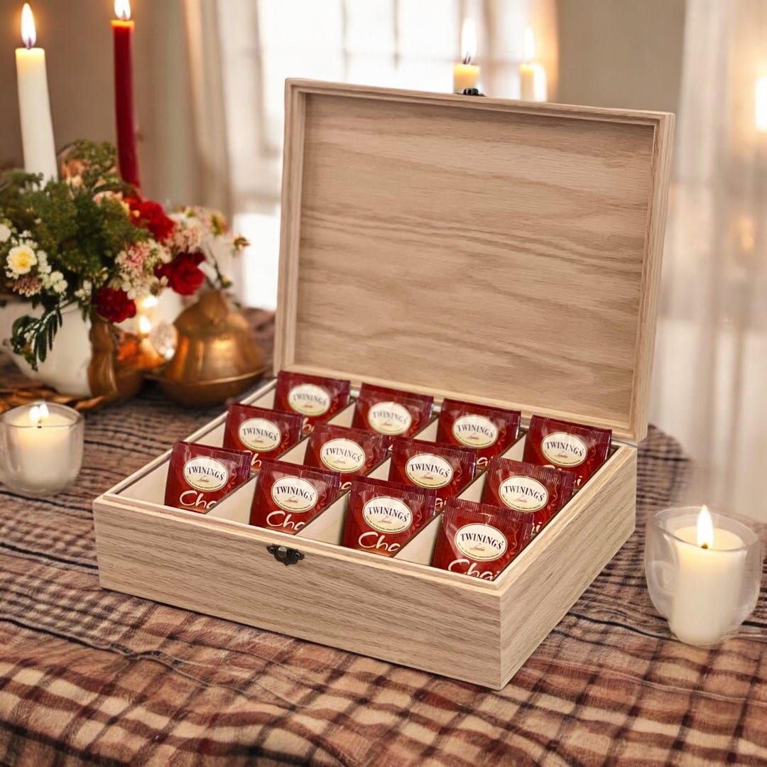 Personalized Tea Box Rustic Wood Tea Box Custom Tea Lovers Gift Tea ...