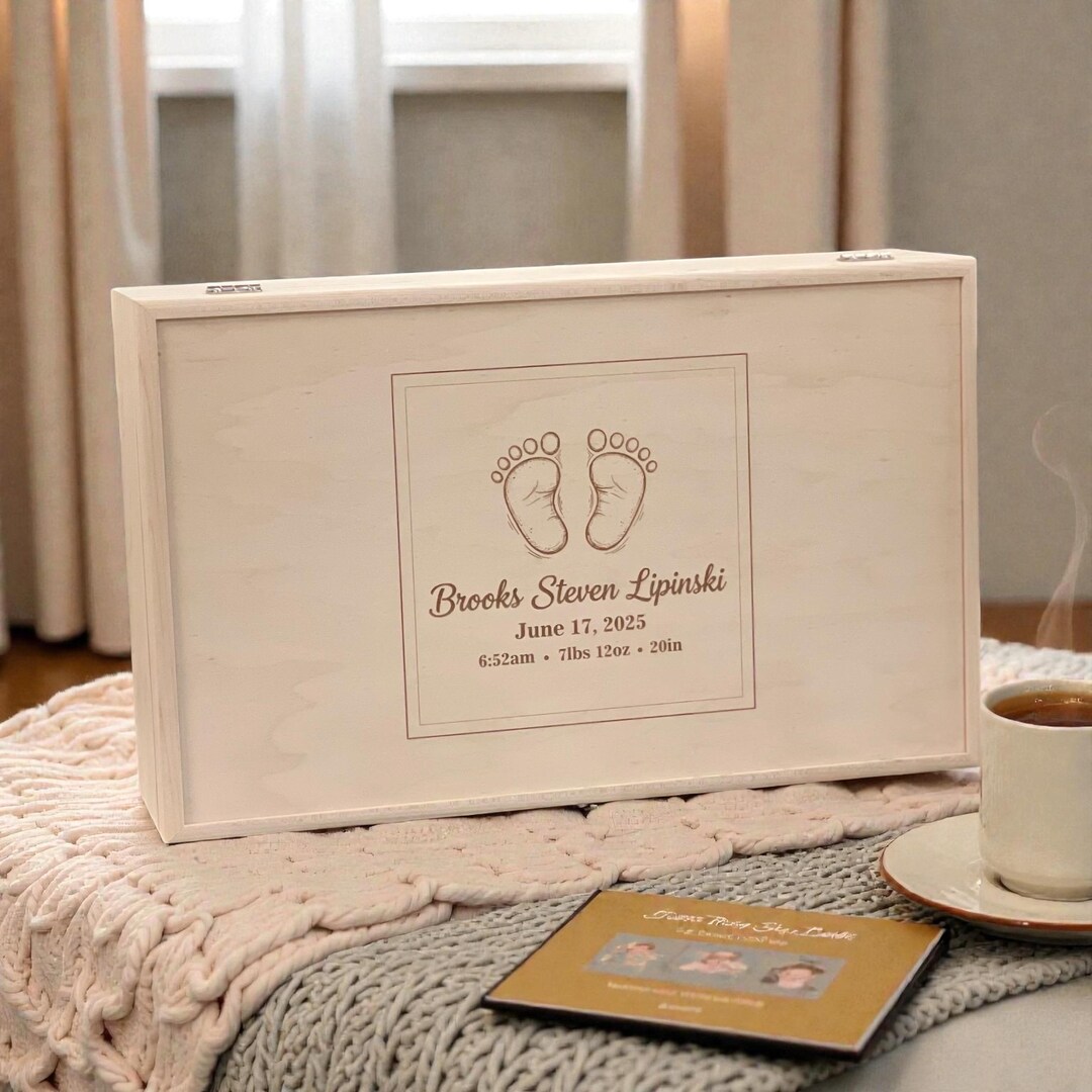 Personalized Baby Keepsake Box, Newborn Memory Chest, Custom Engraved ...