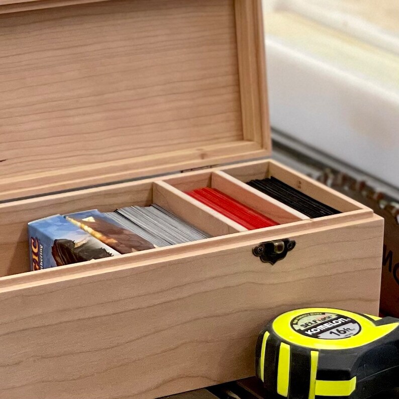 Wooden Trading Card Deck Box With Hinged Lid 2 Removable - Etsy