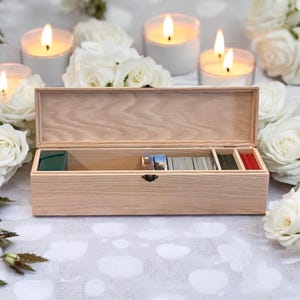 Wooden Trading Card Deck Box With Hinged Lid Box With Dividers Fits ...