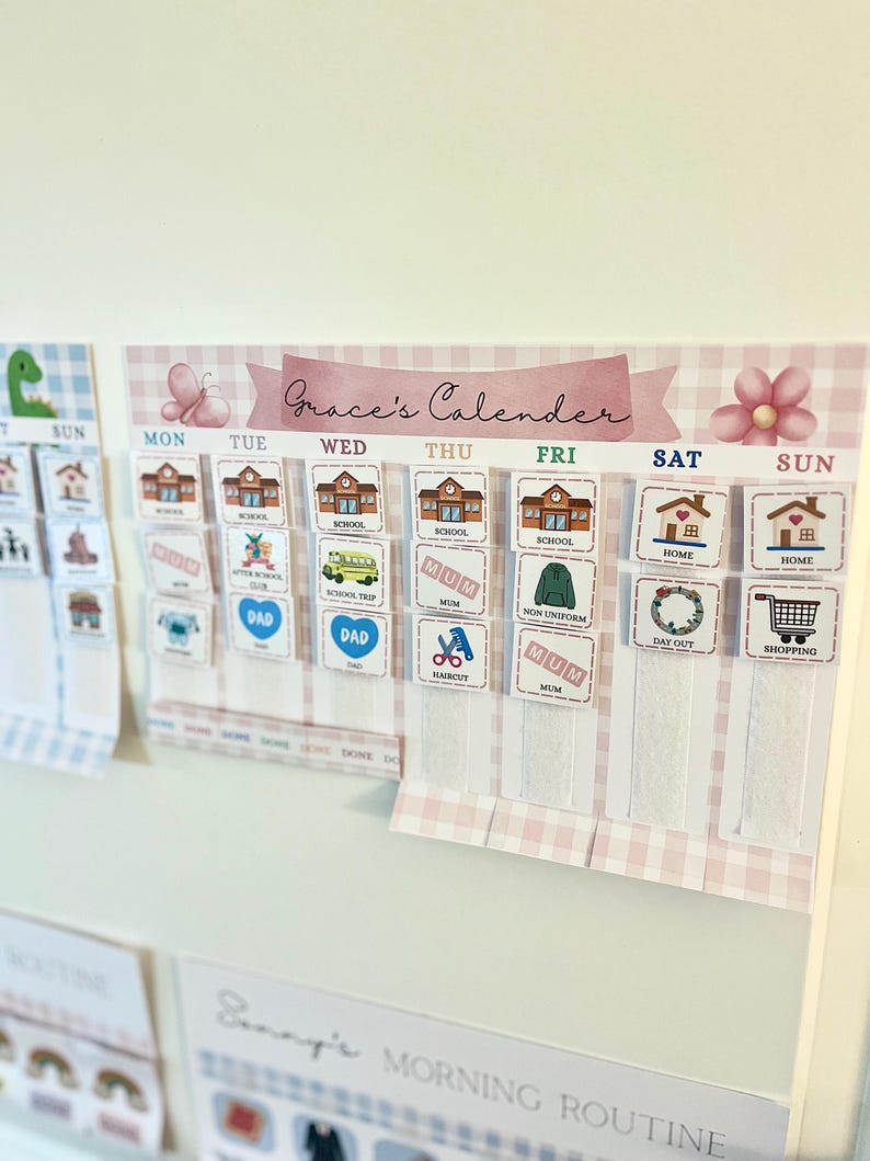 Kids Weekly Routine Chart | Childrens Personalised Calendar | Visual ...