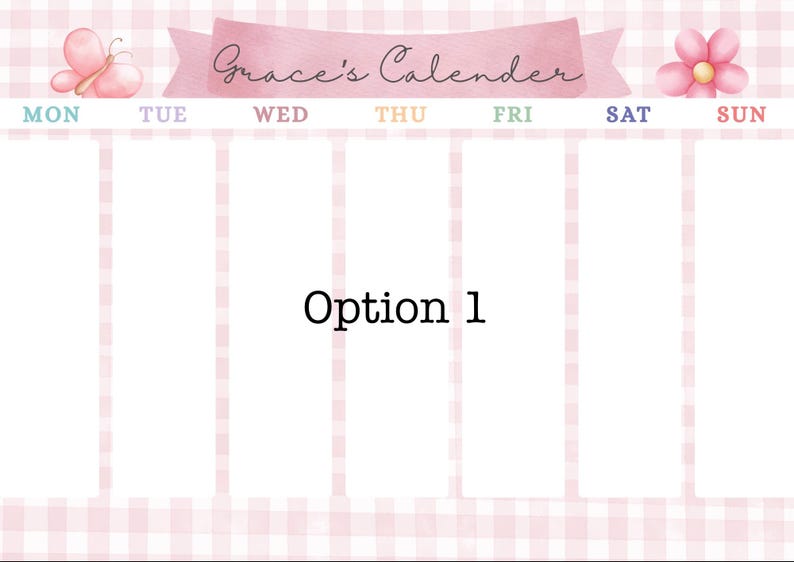 Kids Personalised Weekly Routine Chart | Childrens Calendar | Visual ...