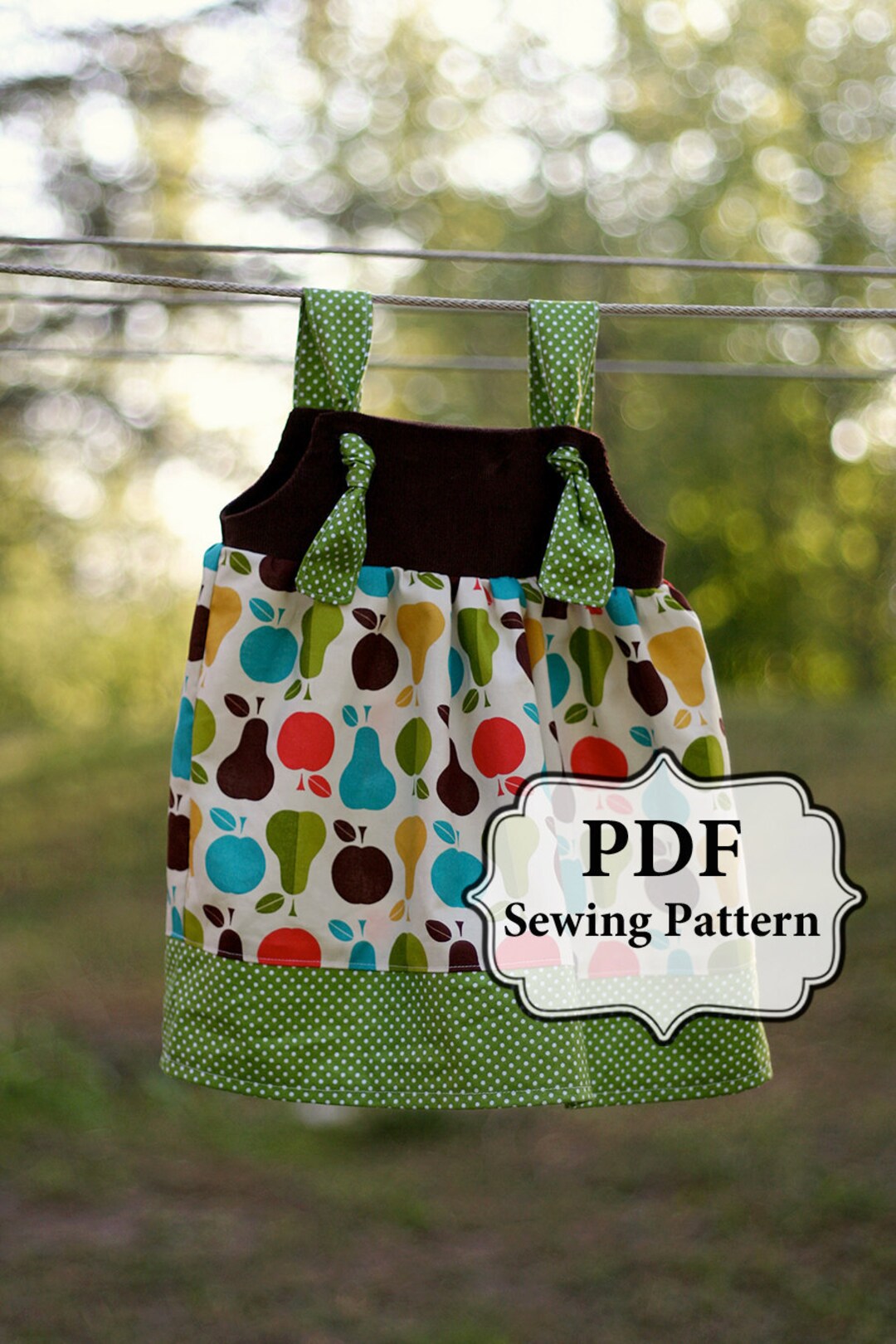 PDF Apron Knot Dress Sewing Pattern Sizes 3 M - Girls 8 INSTANT ...