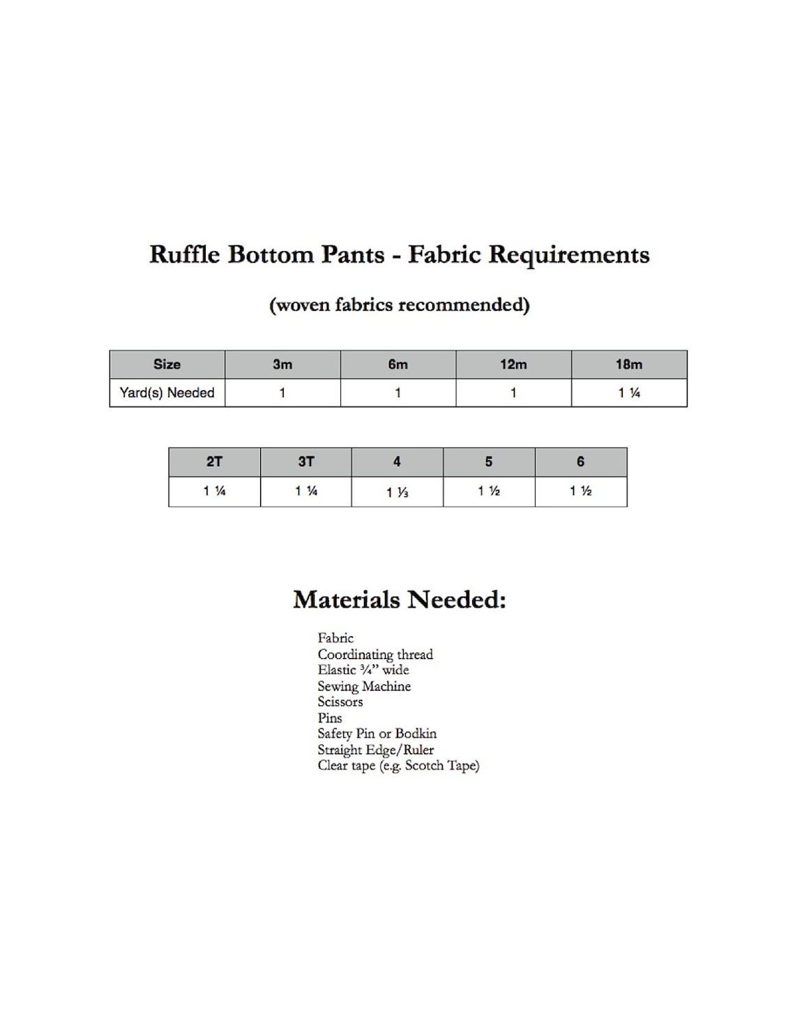 PDF Ruffle Bottom Pants Pattern Sz. 3m Girls 6 INSTANT | Etsy