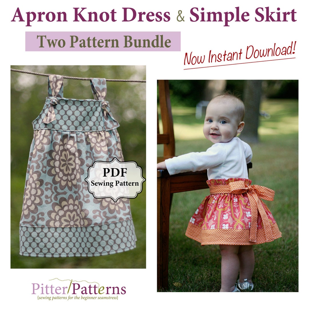 Apron Knot Dress and Simple Skirt PDF Two Pattern Bundle - Etsy