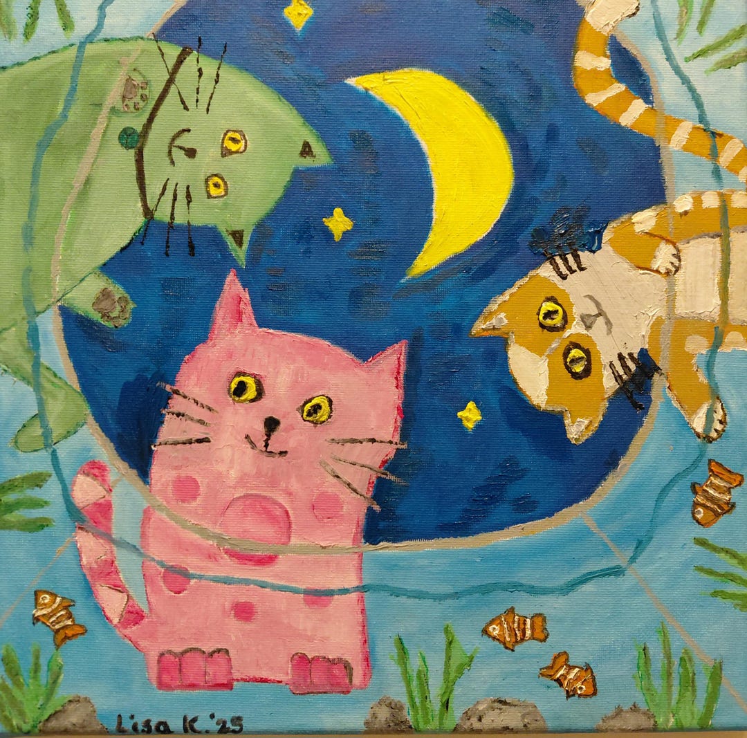 A Fish's Eye View One of a Kind Oil Painting on Ready to Hang Canvas - Etsy