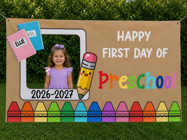 First Day of School Banner | Kraft Paper Photo Prop, Teacher Decor ...