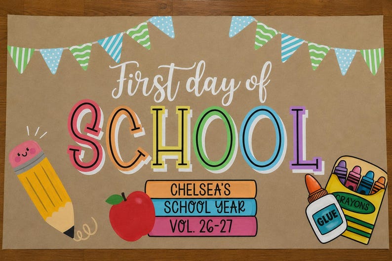 First Day of School Banner, Back to School Banner, Personalized School ...