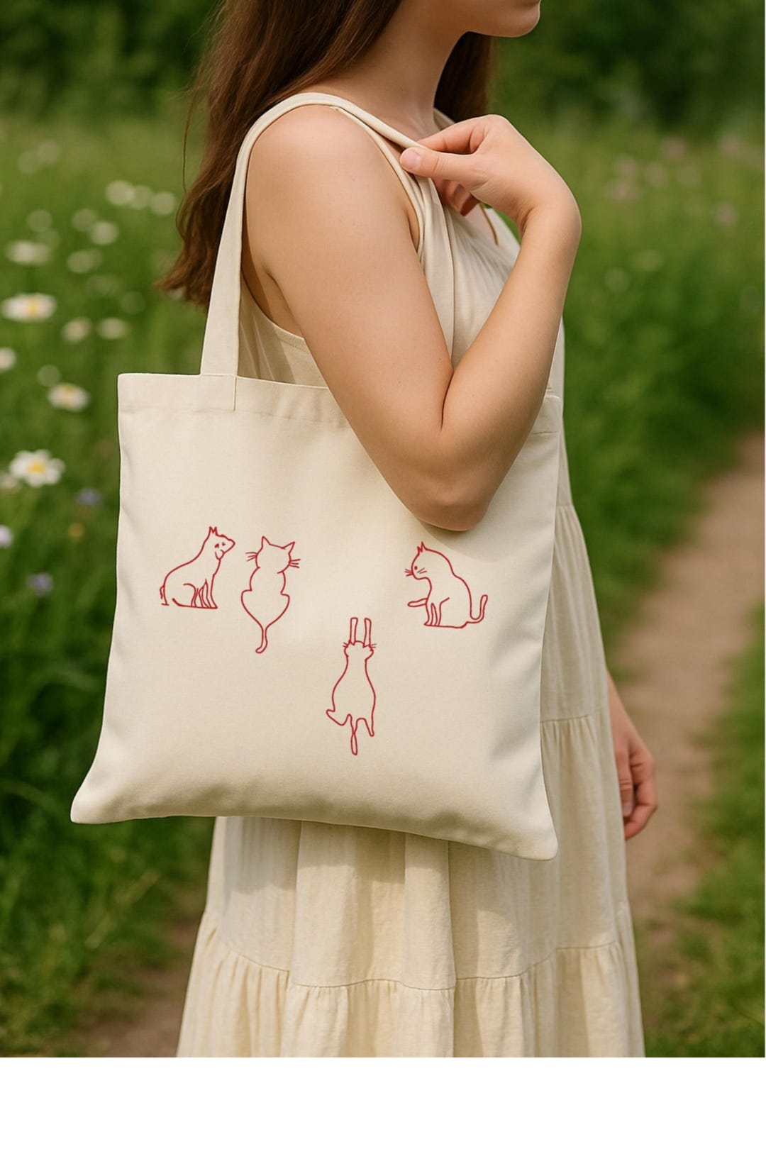 Minimal Cat Tote Bag, Line Art Cat Canvas Bag, Cute Cat Lover Gift ...