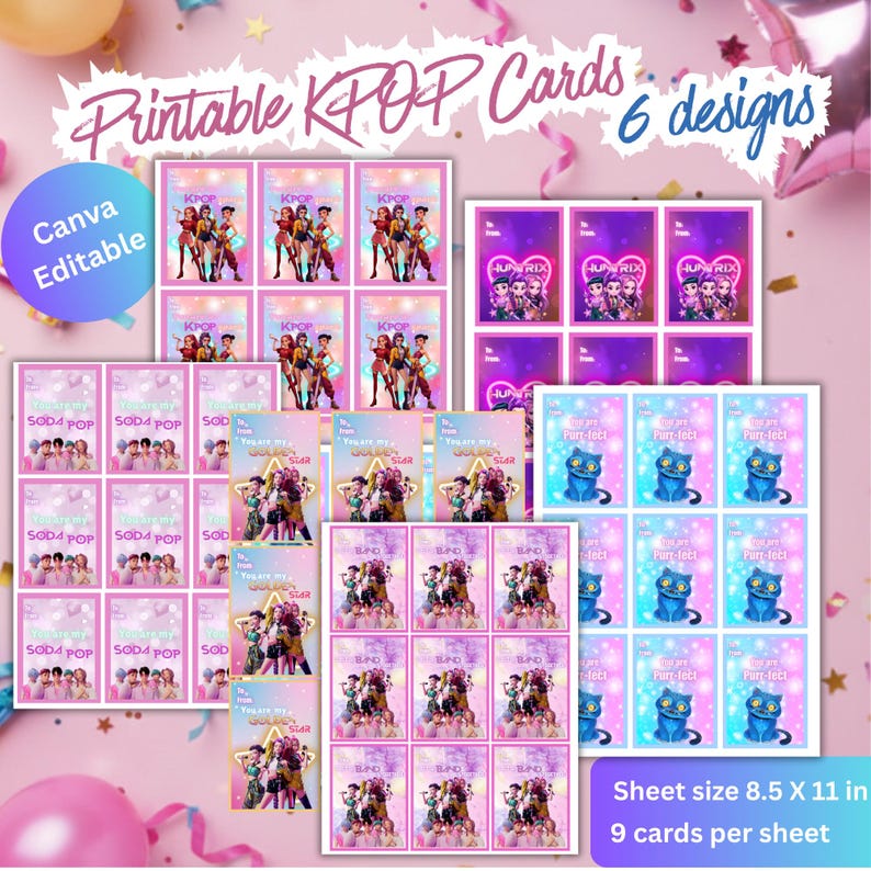 K-pop Demon Hunters Printable Cards Bundle ,K Pop Personalized Gift ...