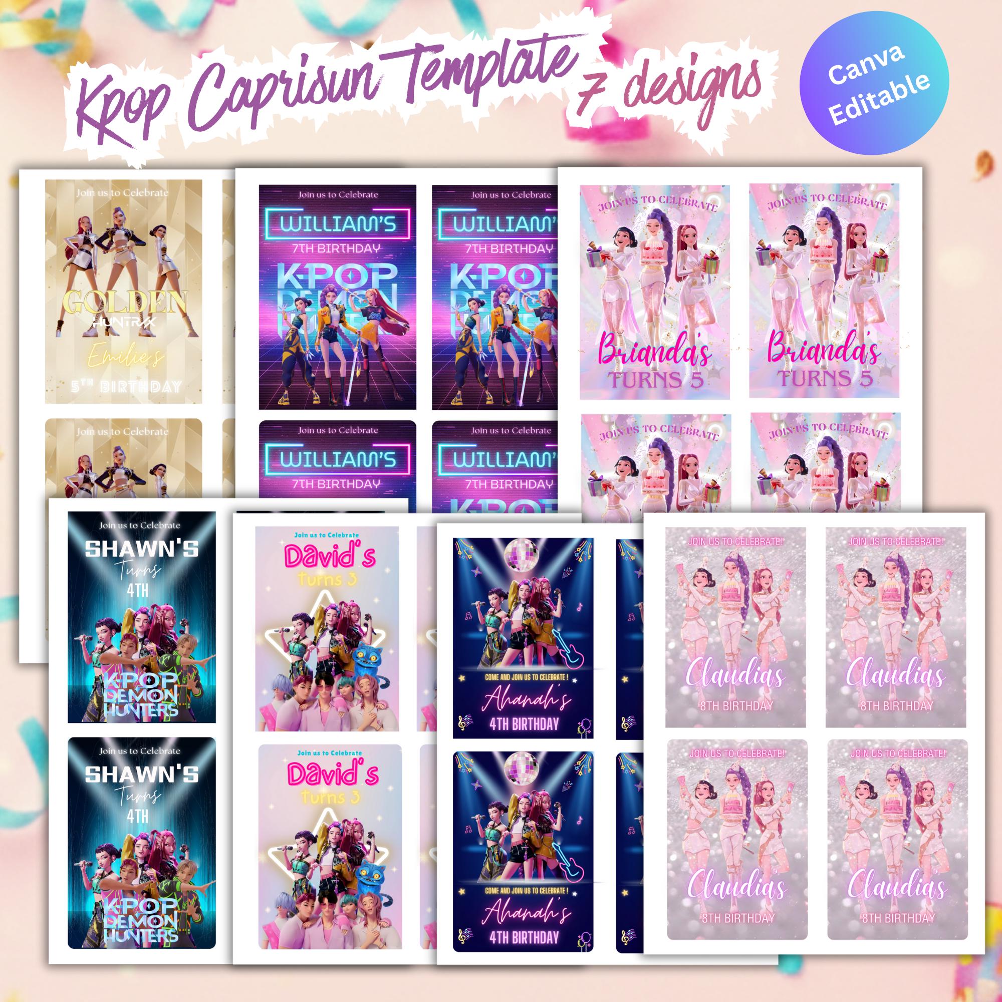 7x Editable Kpop Demon Hunters Caprisun Juice Label,kpop Demon Hunters ...