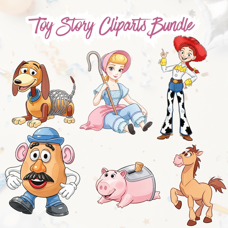 Toy Watercolor Characters PNG,70 Tstory Movie Themed Cliparts Bundle ...