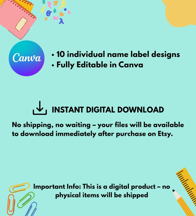 Editable School Labels Bundle,anime Printable Cards Bundle,canva ...