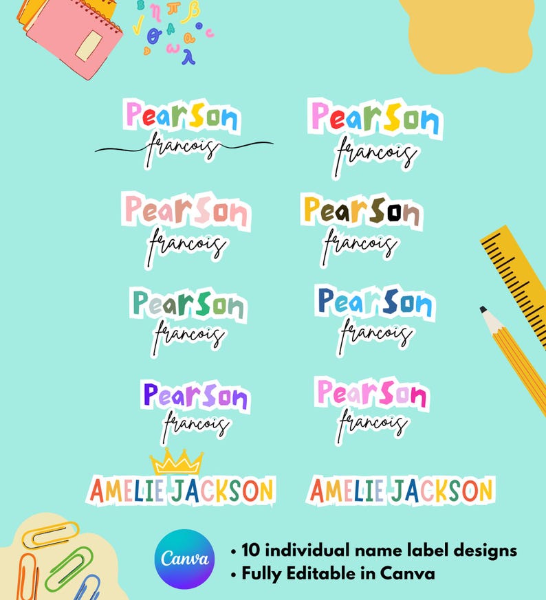 Editable School Labels Bundle,anime Printable Cards Bundle,canva ...