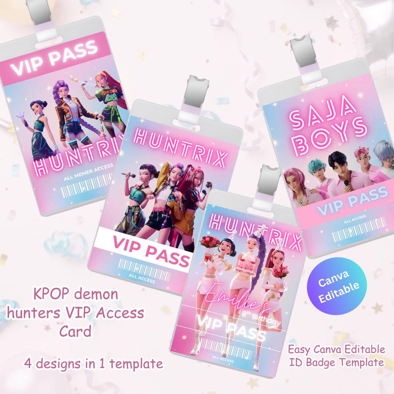 4 K VIP Pass Design Bundle Template,canva Editable ID Badge Template ...