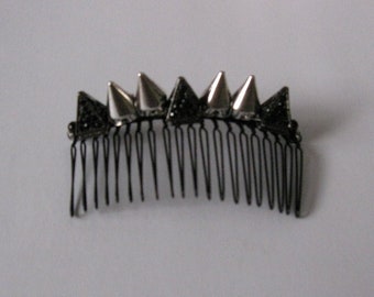 Silver Metal Crystal Spike Pyramid Comb for Weddings | Etsy