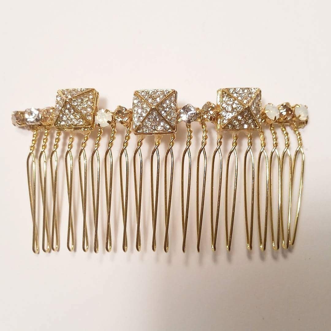 Swarovski Crystal Gold Metal Pyramid Hair Comb for Bridal - Etsy