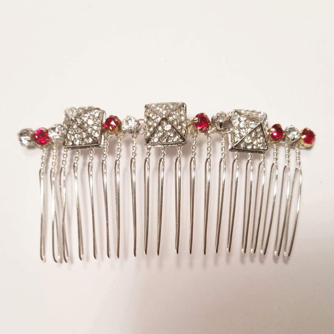 Swarovski Crystal Silver Metal Pyramid Hair Comb for Bridal - Etsy