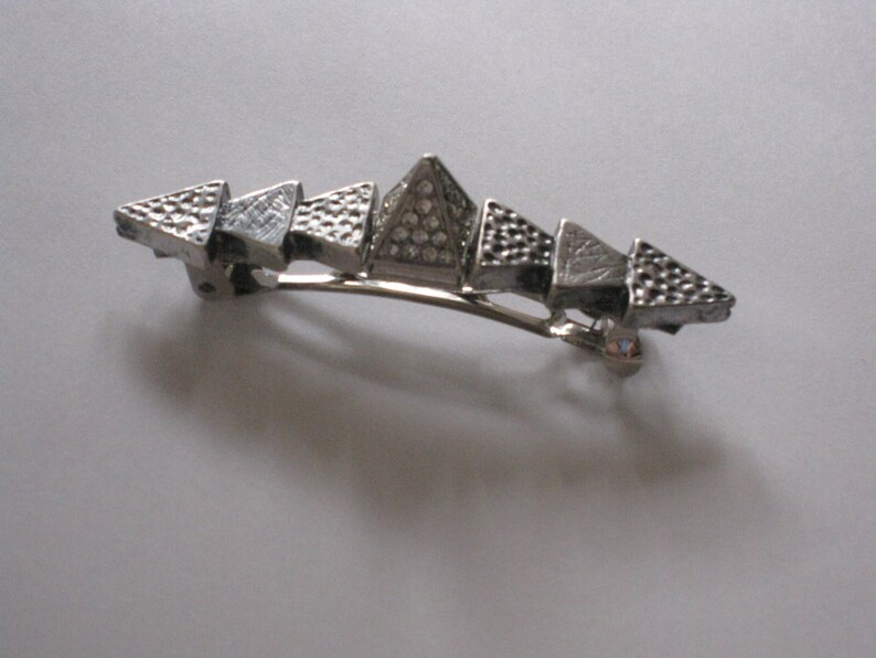Silver Metal Triangle Crystal Spike French Barrette for - Etsy