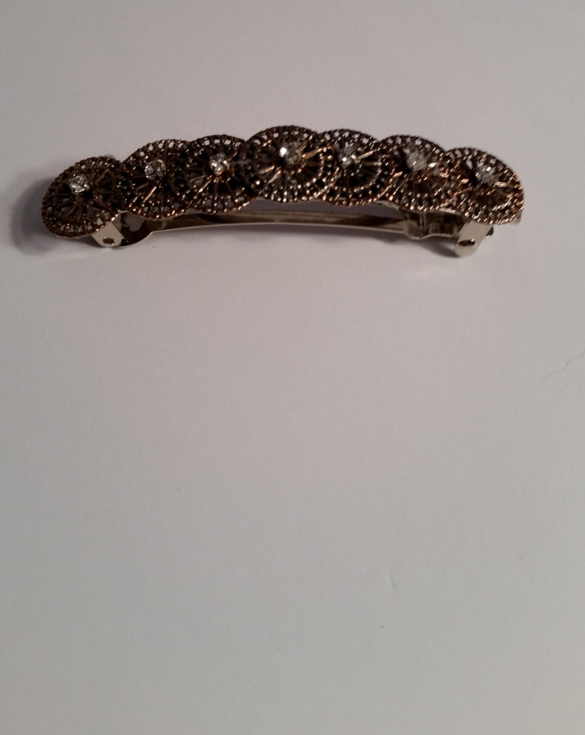 Pewter Metal Circle Swarovski Crystal French Barrette, for Weddings ...