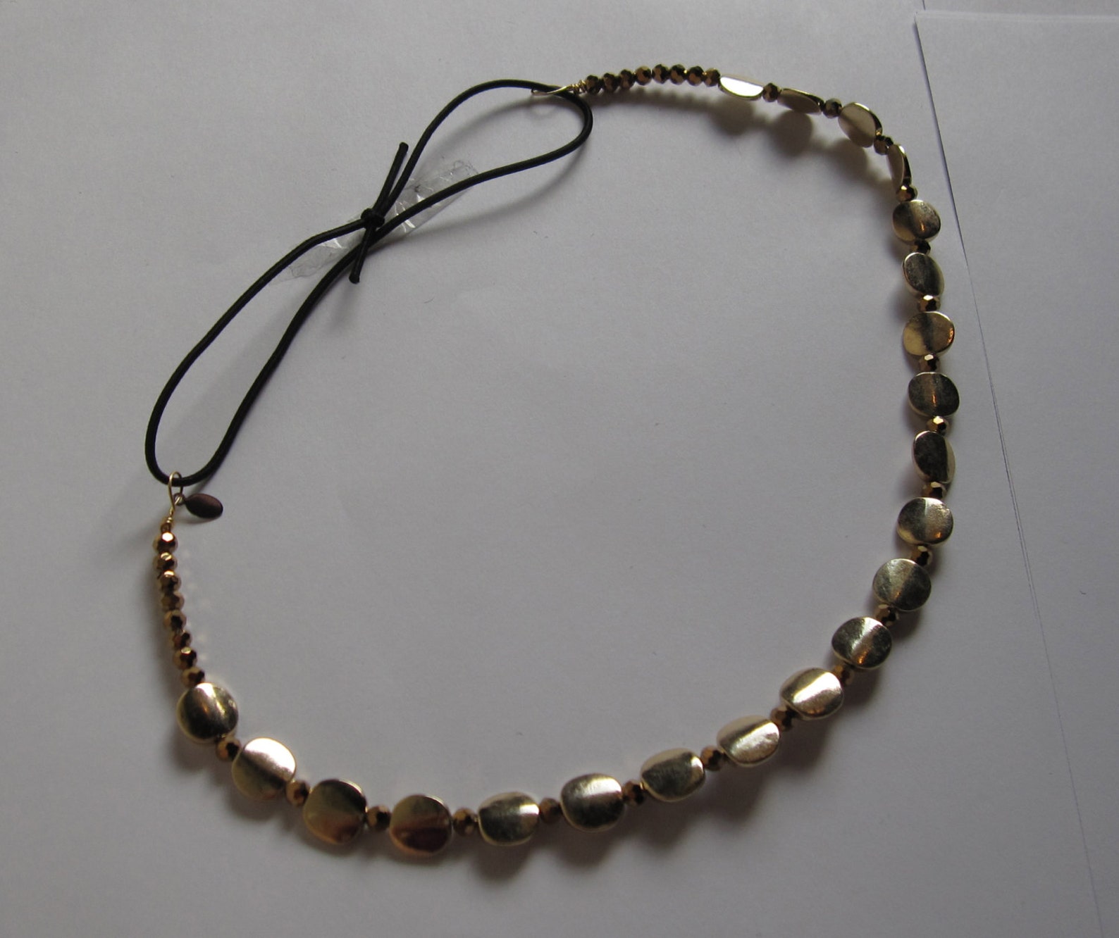 Gold Metal Coin Crystal Beaded Elastic Headband, for Weddings, Parties ...
