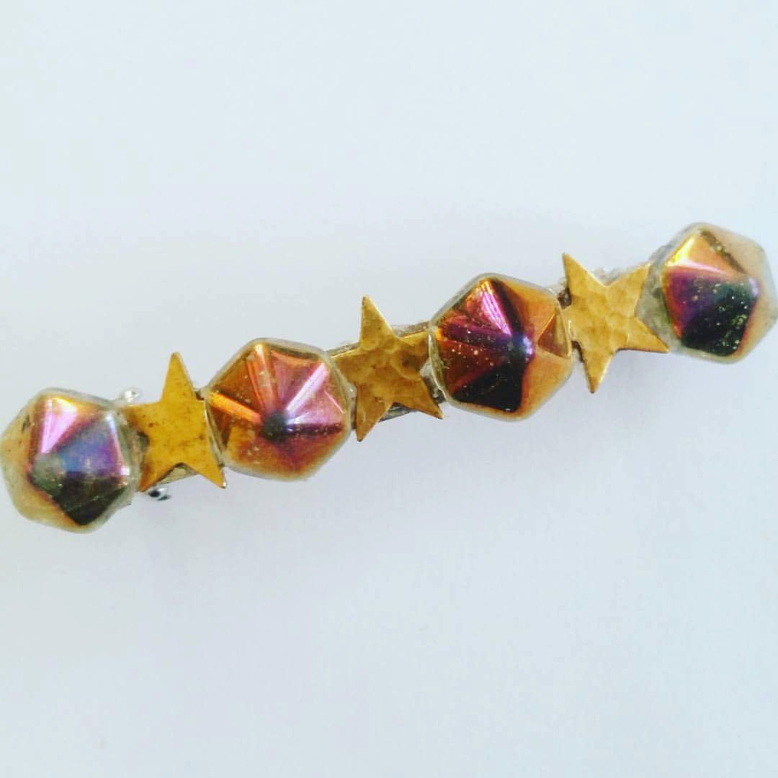 Pink Rainbow Hexagon Gold Metal Star French Barrette, for Parties, Fun ...