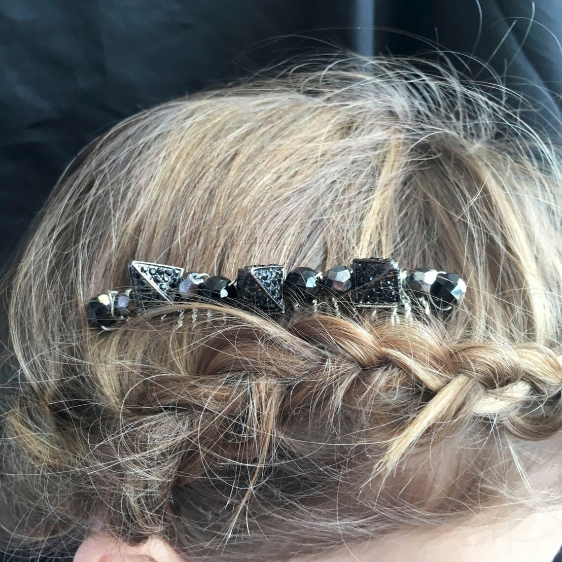 Gunmetal Swarovski Crystal Spike Pyramid Hair Comb for | Etsy