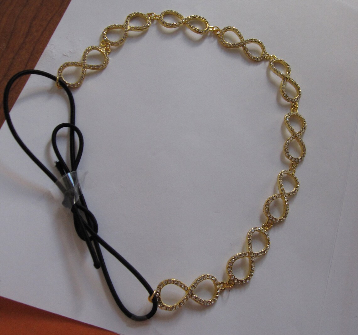 Gold Metal Crystal Infinity Elastic Headband, for Bridal, Weddings ...