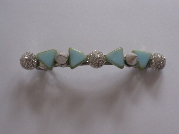 Pale Blue Glass Triangle Silver Crystal Spike Metal Stud | Etsy