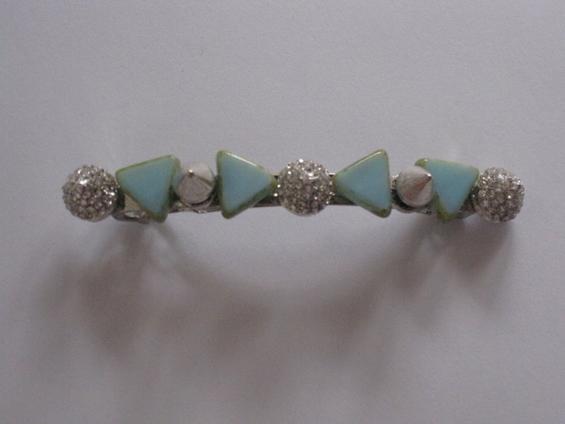 Pale Blue Glass Triangle Silver Crystal Spike Metal Stud - Etsy