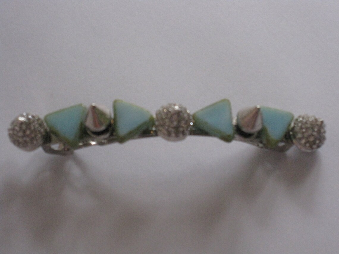 Pale Blue Glass Triangle Silver Crystal Spike Metal Stud - Etsy