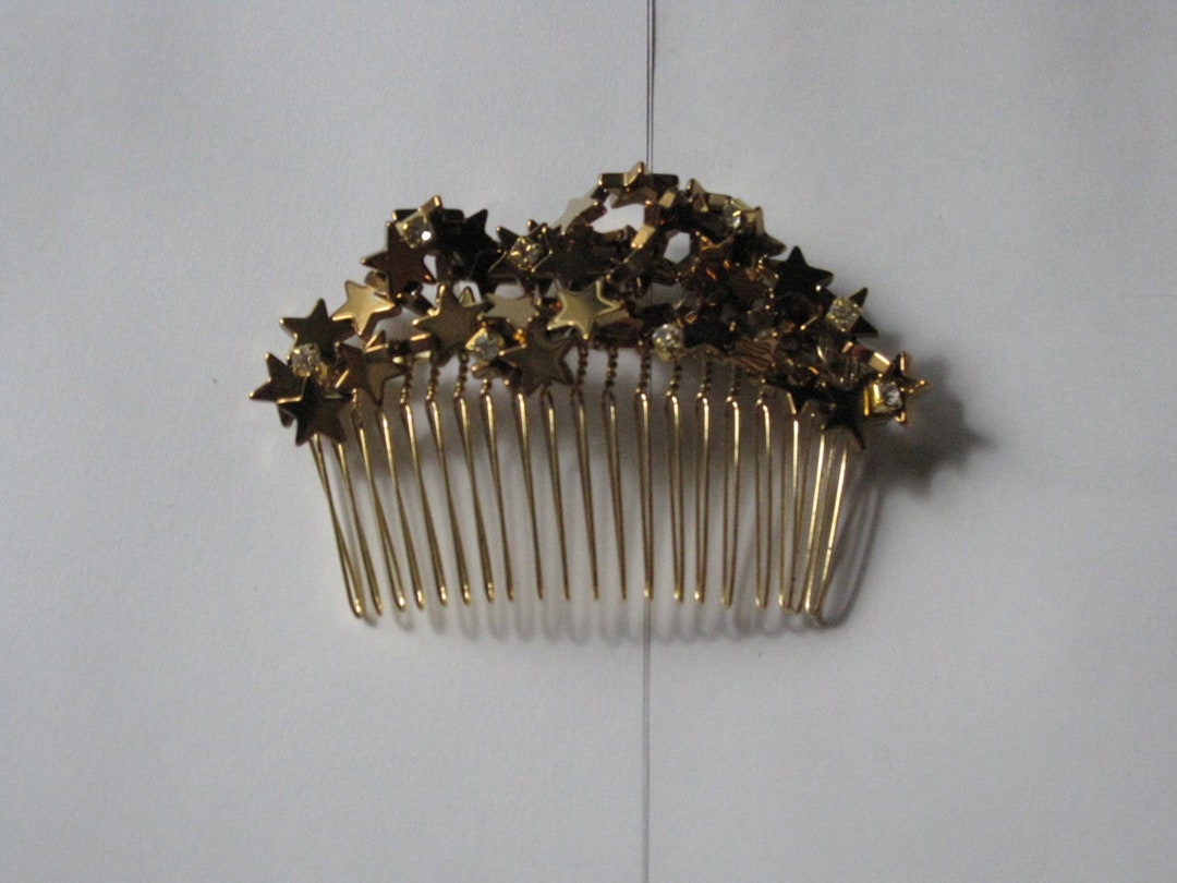 Gold Metal Star Crystal Beaded Comb for Weddings Parties - Etsy