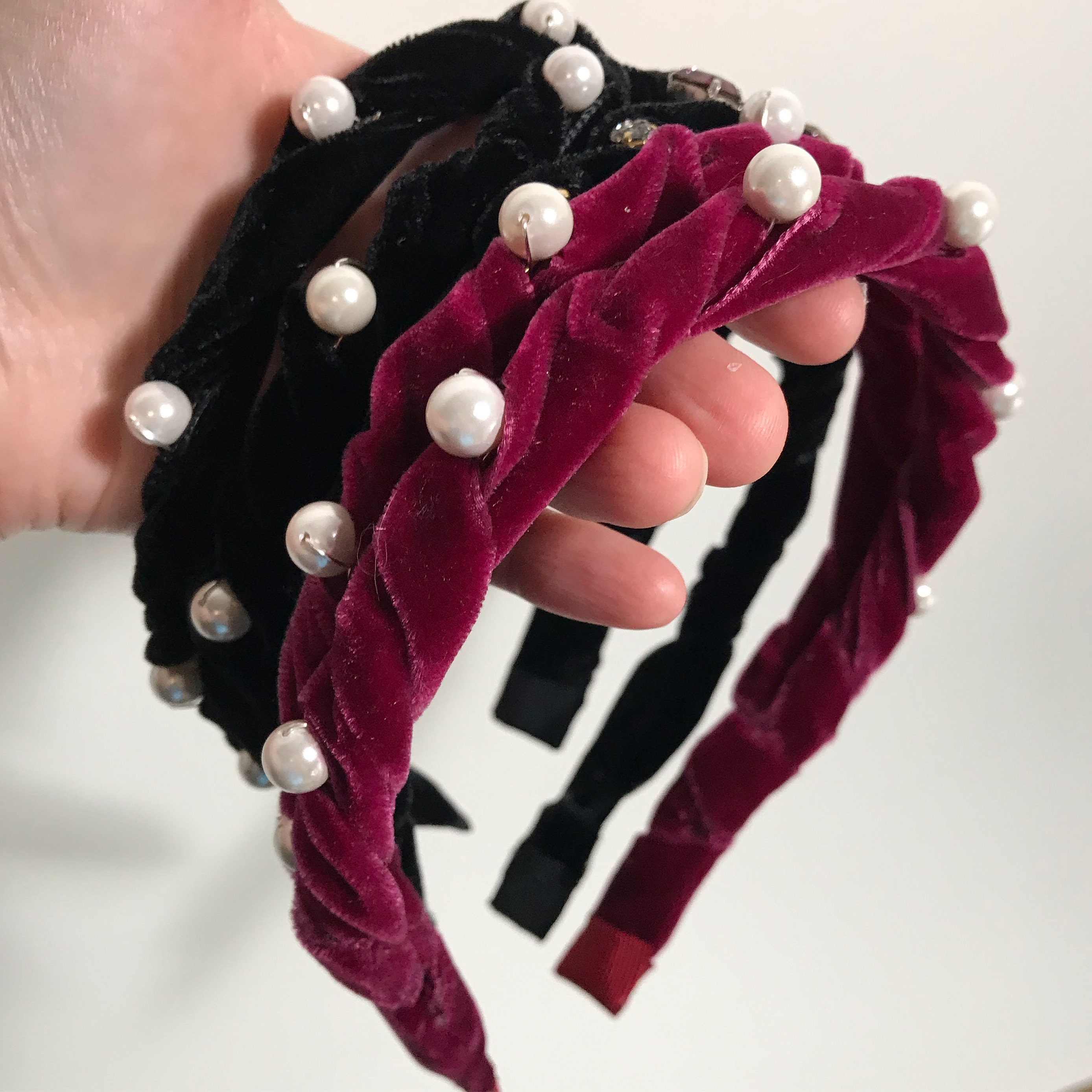 Velvet Ribbon Pearl Crown for Weddings Parties Evening | Etsy