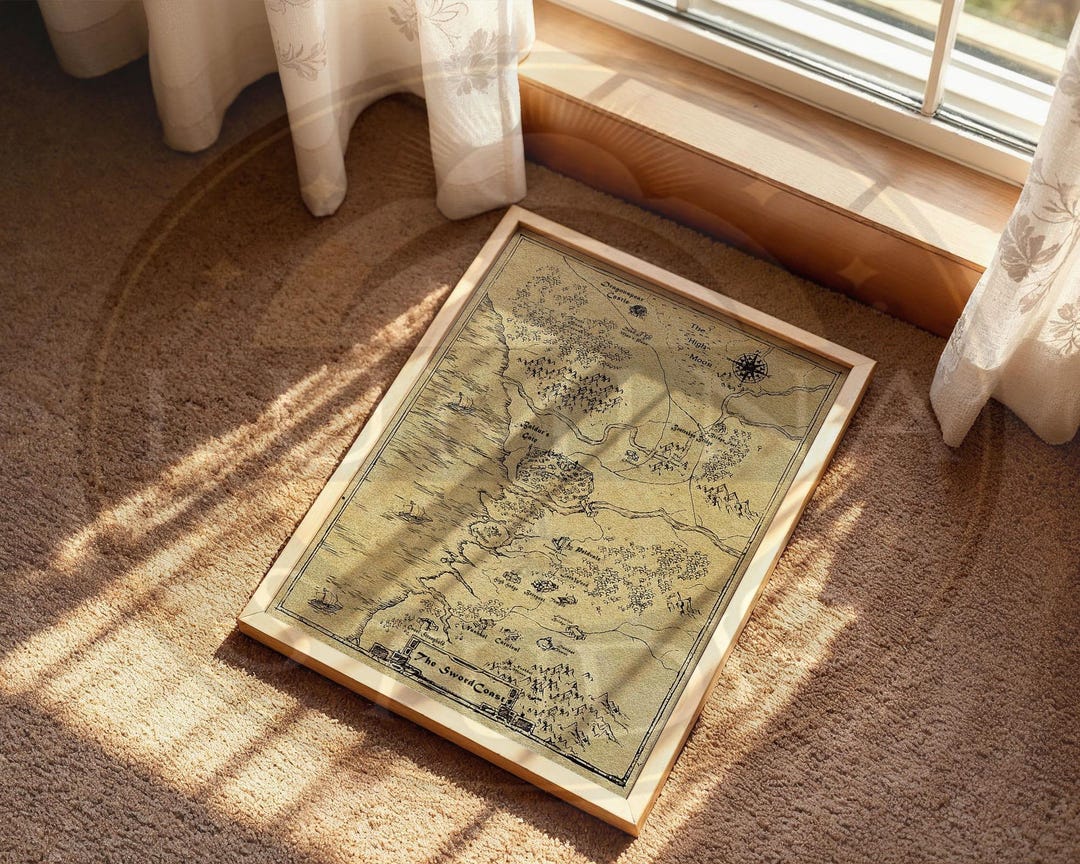 Sword Coast Map, Hand-drawn Fantasy RPG World, Gamer Wall Art (digital ...