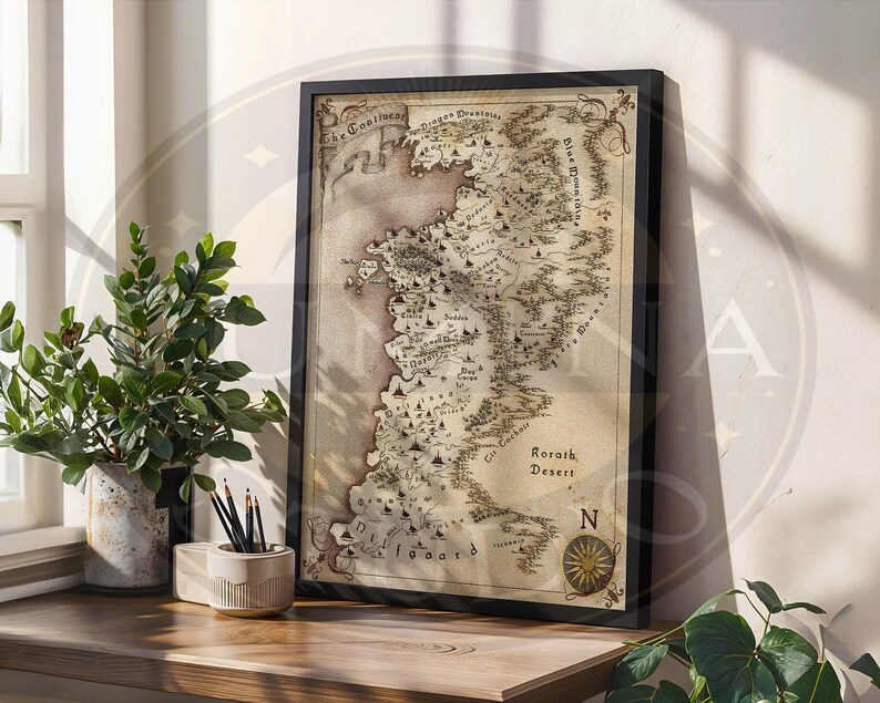 The Continent Map Art Print, Witcher World, Fantasy Kingdom (digital ...