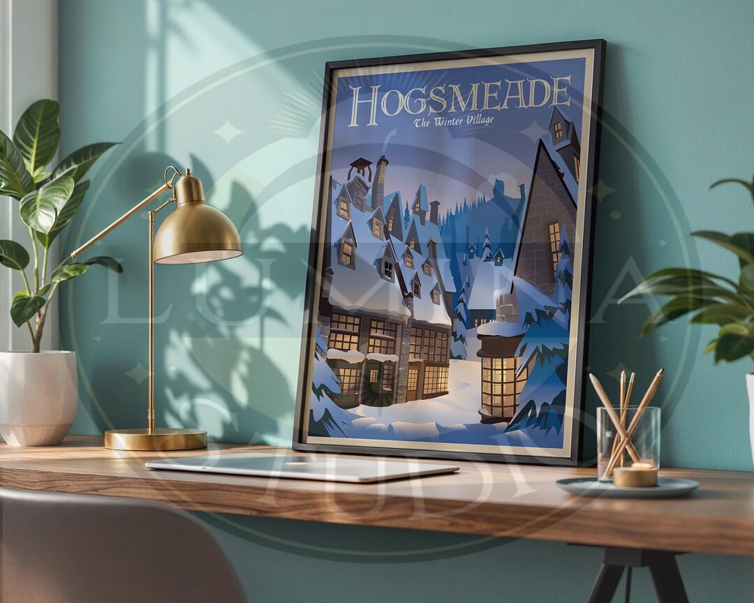 Hogsmeade Winter Village Art Print, Wizarding World Decor (digital ...