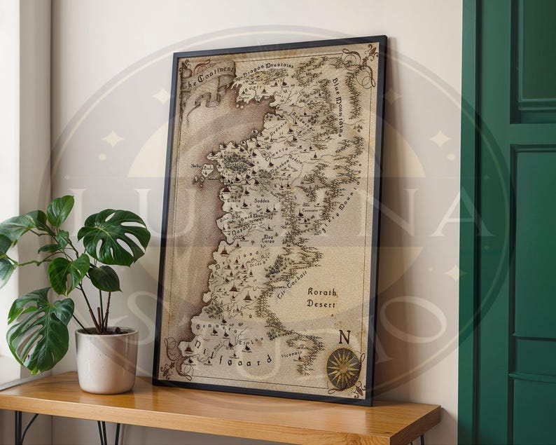 The Continent Map Art Print, Witcher World, Fantasy Kingdom (digital ...