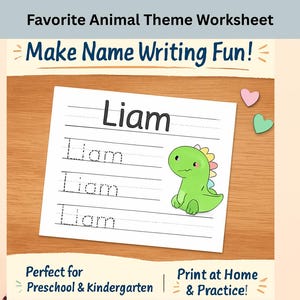 Personalized Name Tracing Worksheet With Favorite Animal | Custom ...