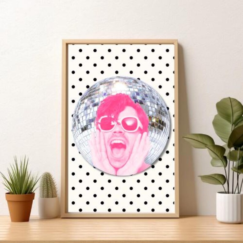 Harry Styles Disco Ball Polka Dot Digital Print – Printable Wall Art ...
