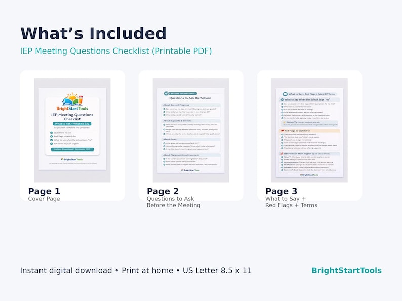 IEP Meeting Questions Checklist | Special Education Parent Guide (PDF ...