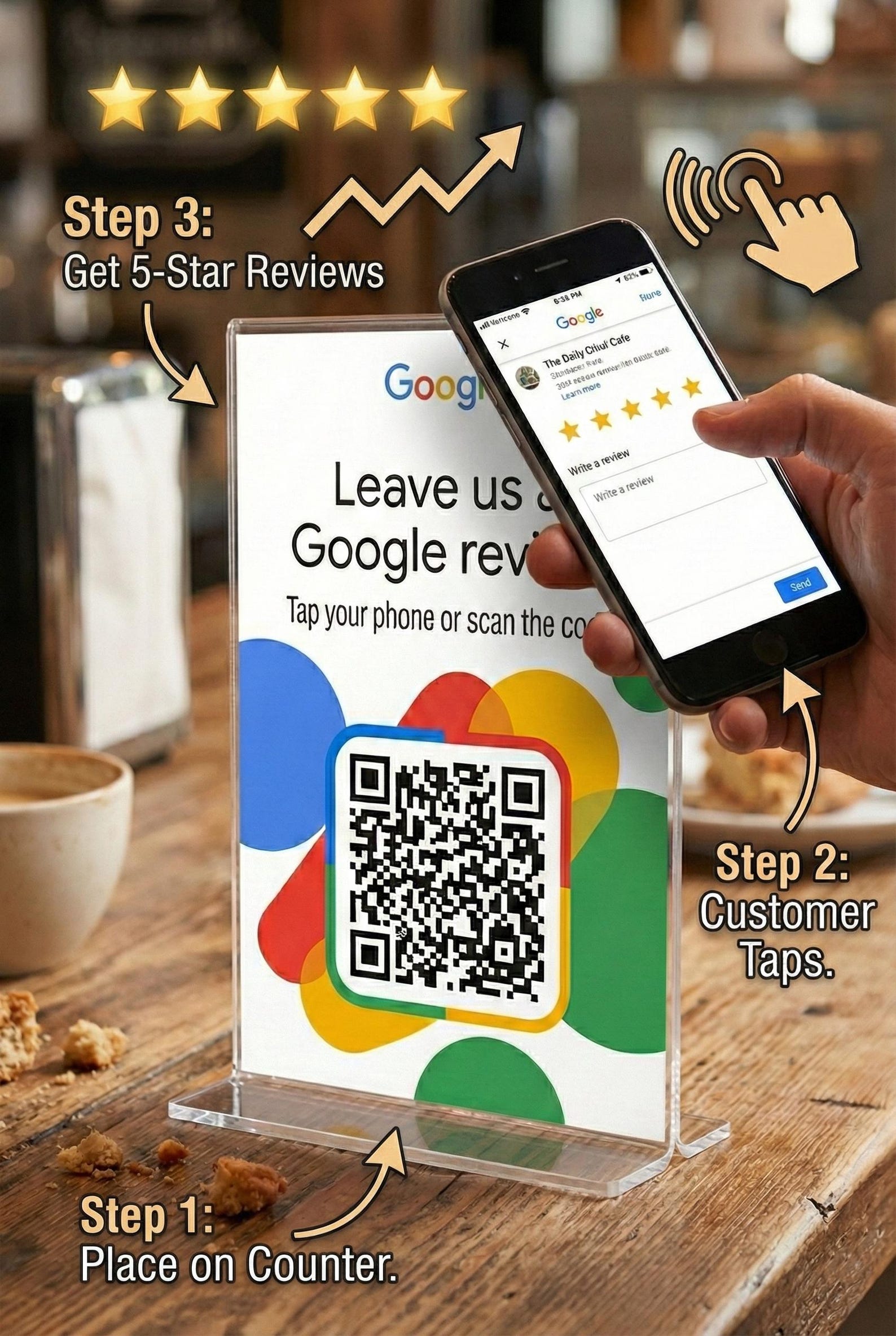 NFC Google Review Tap Card | QR Code Acrylic Counter Sign - Etsy
