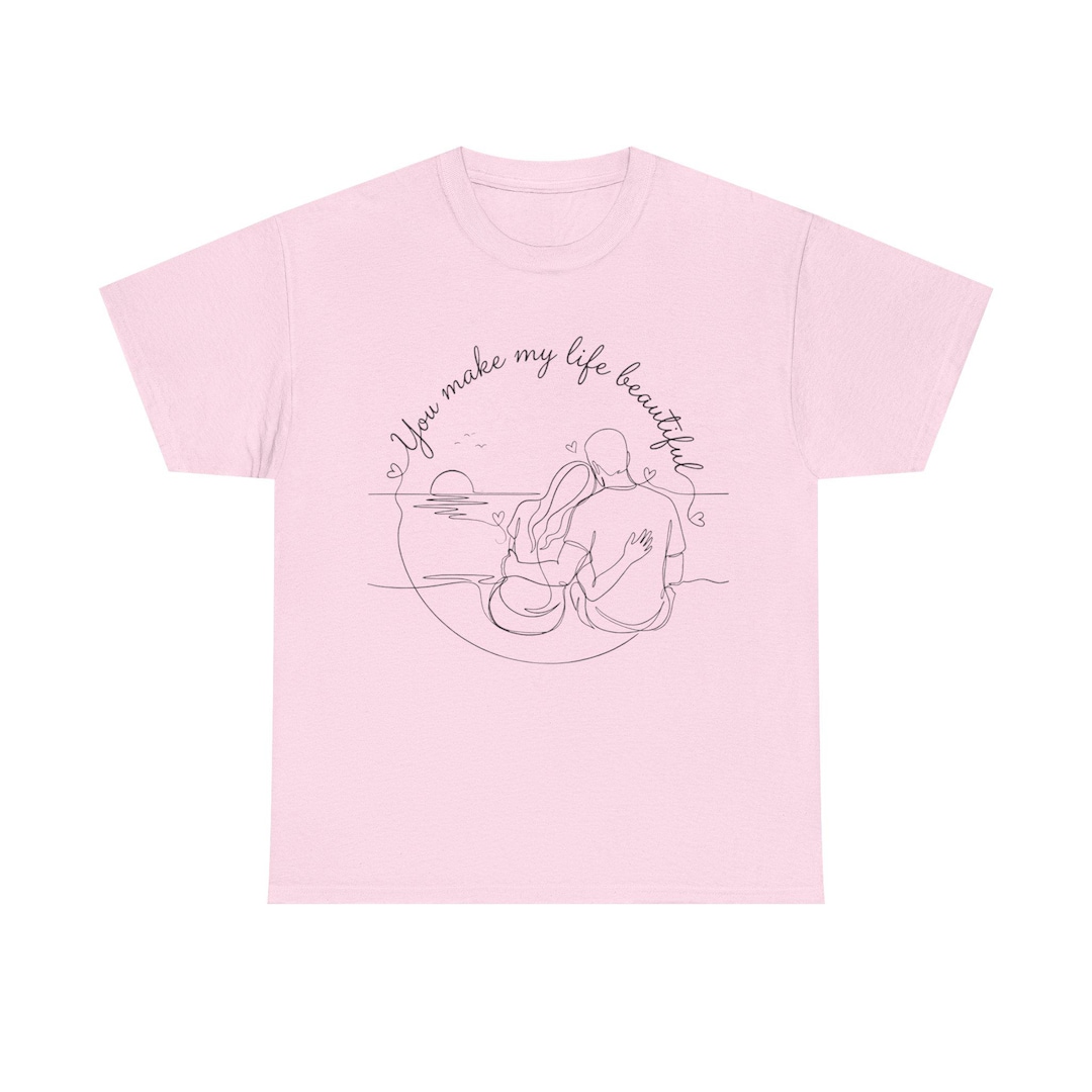 You Make My Life Beautiful Line Art Couple Sitting | Tee - Etsy