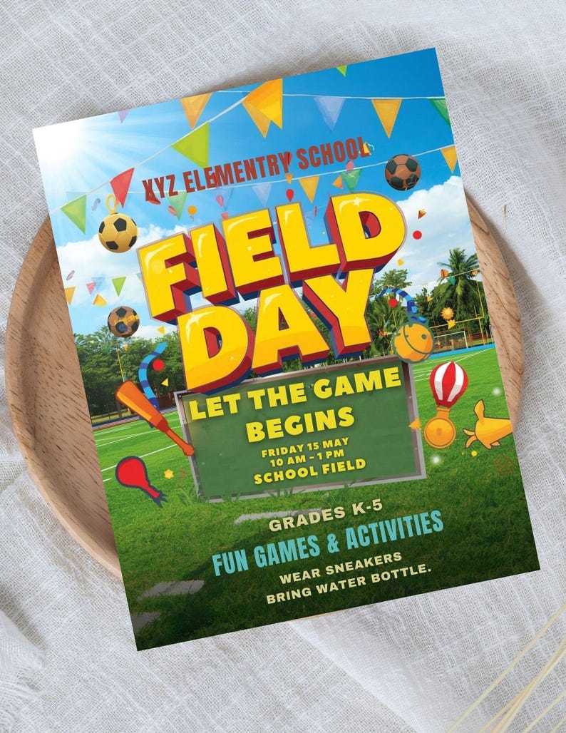 Editable Field Day Flyer Template | School Event Poster (digital ...