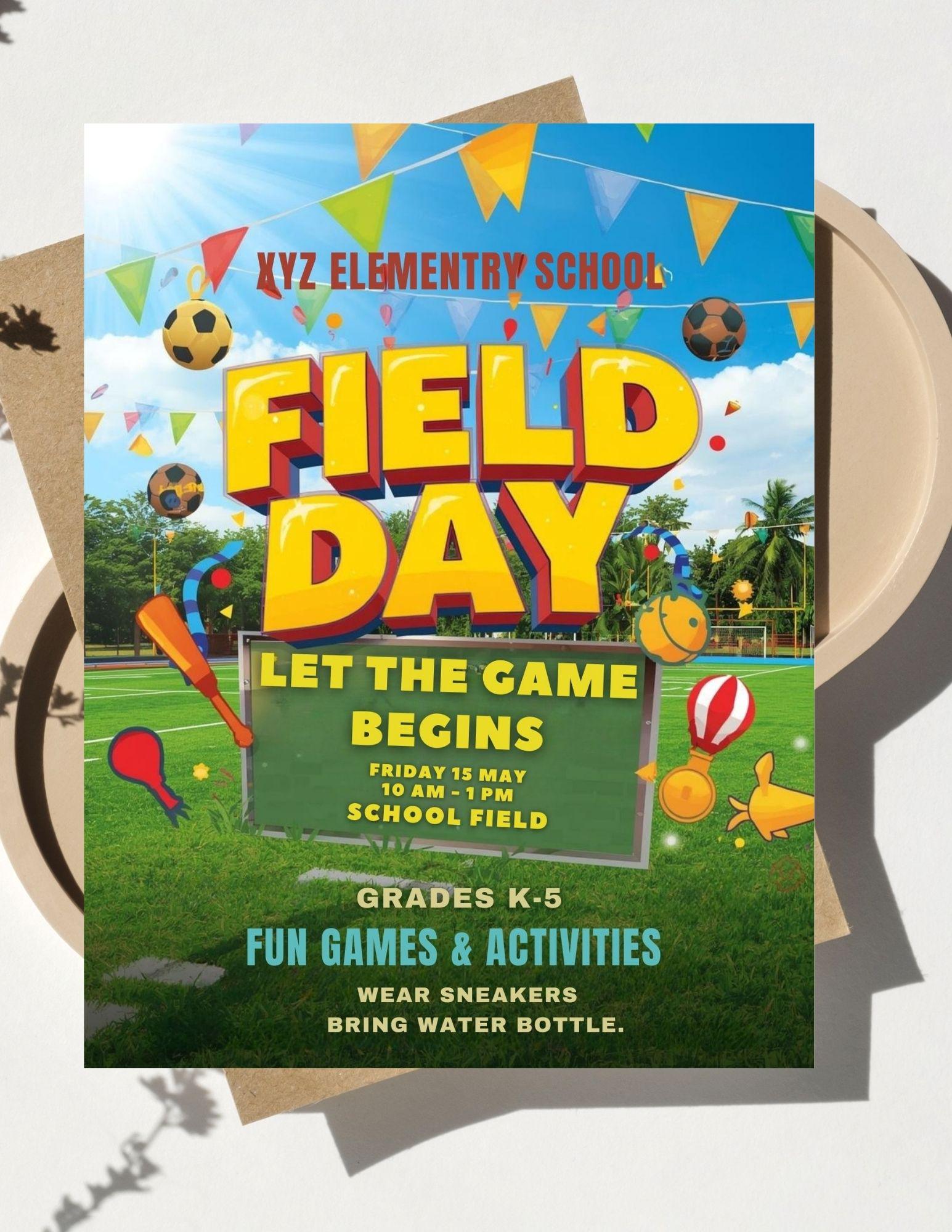 Editable Field Day Flyer Template | School Event Poster (digital ...