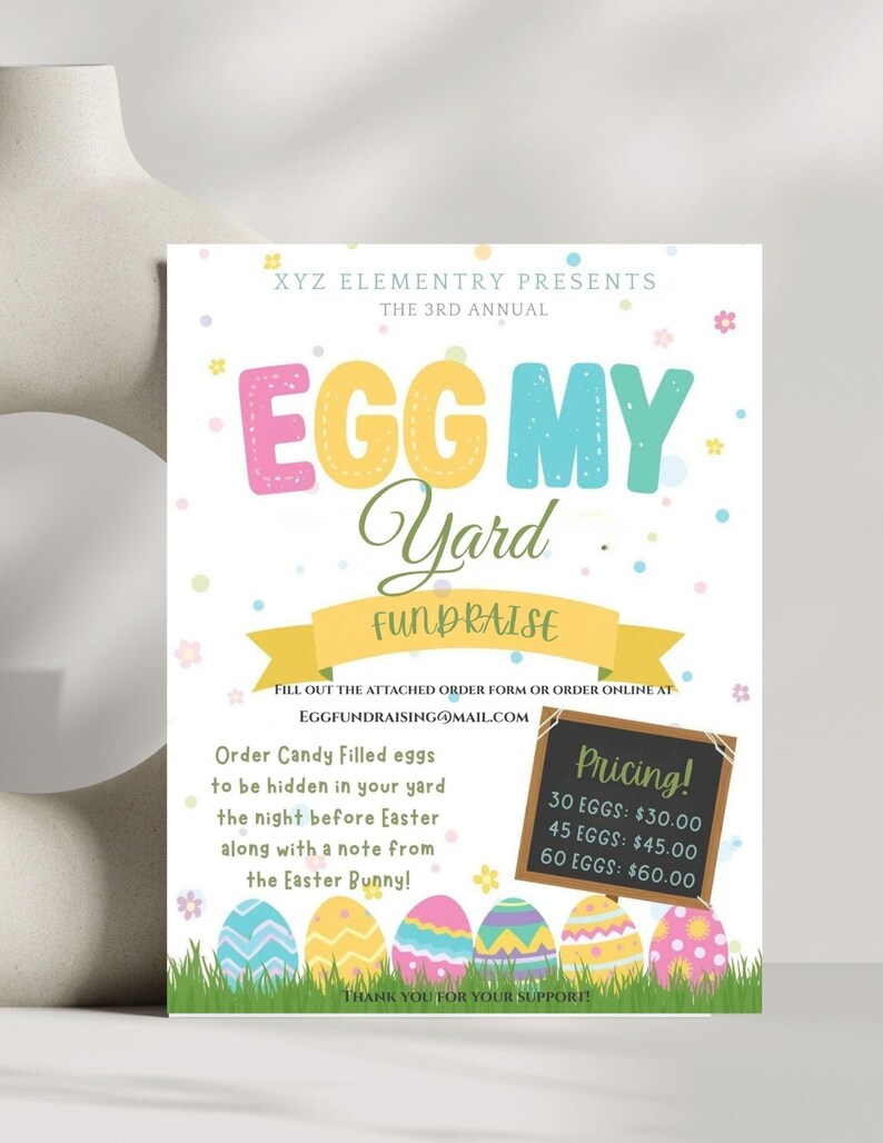 Egg My Yard Fundraiser Flyer, Easter Bunny Letter, Canva Template ...