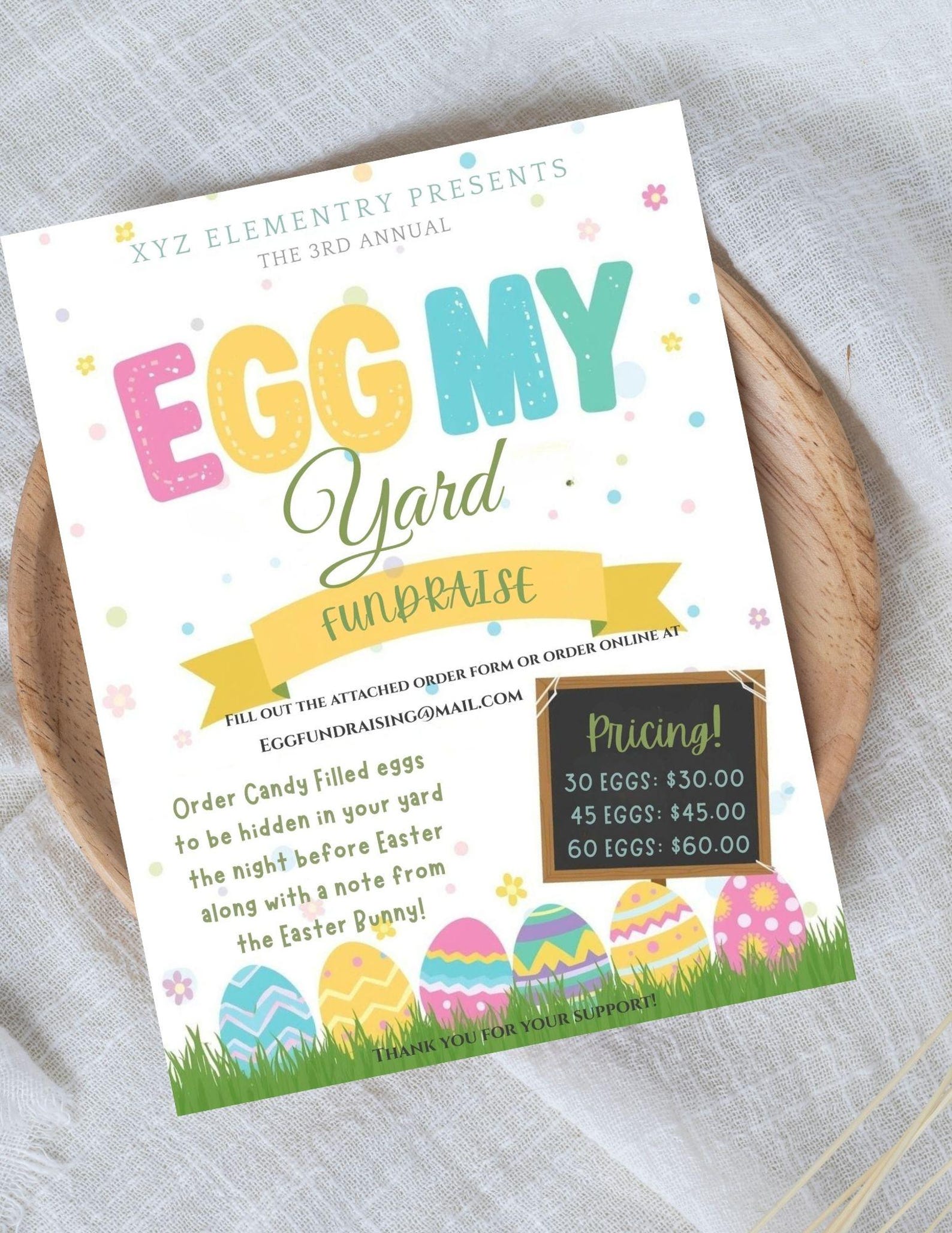 Egg My Yard Fundraiser Flyer, Easter Bunny Letter, Canva Template ...