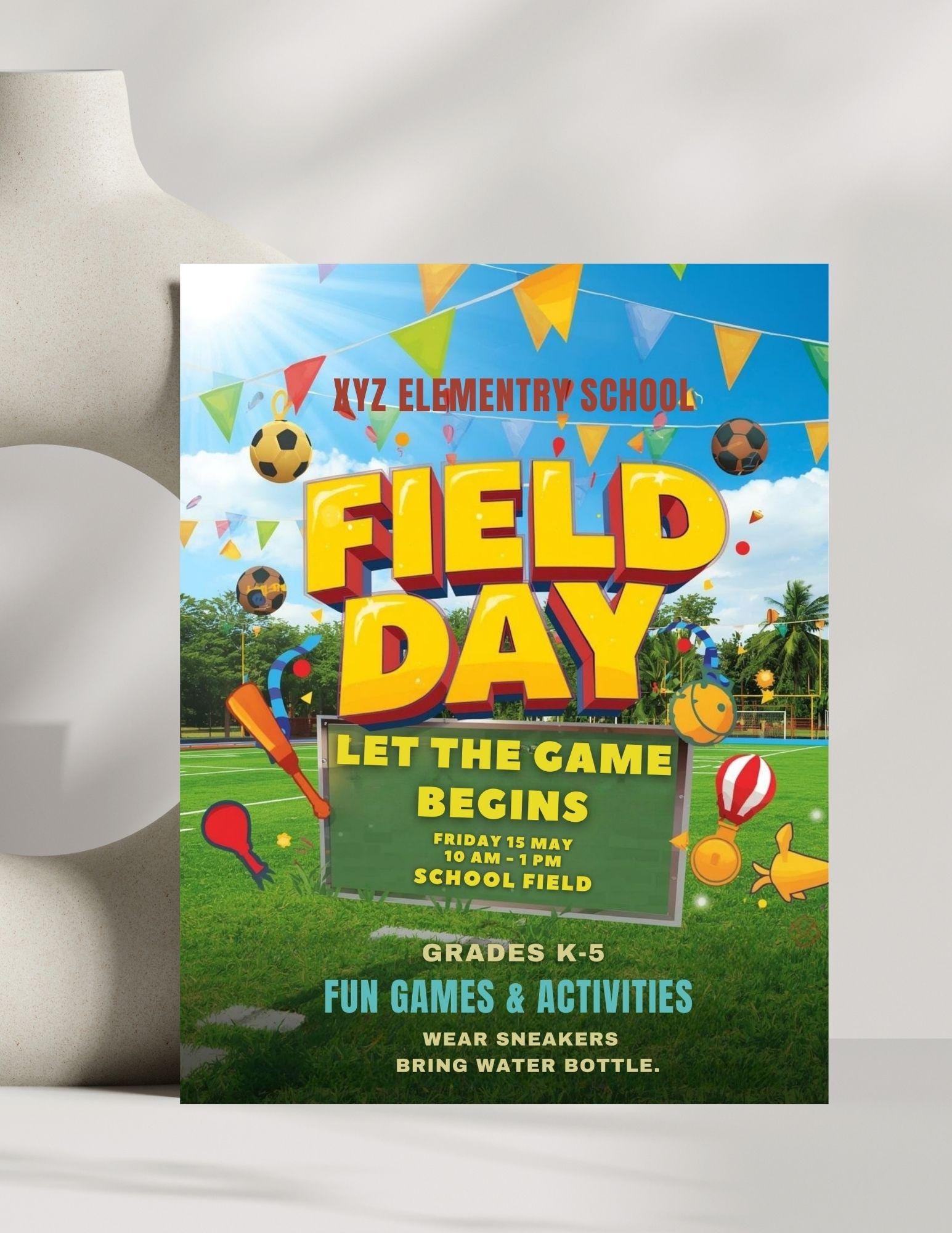 Editable Field Day Flyer Template | School Event Poster (digital ...
